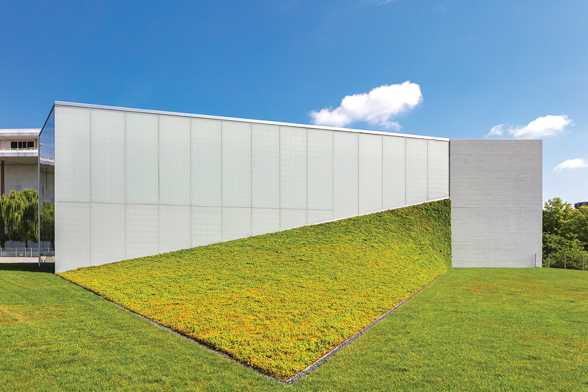 Kennedy Center: The Reach, Welcome Pavilion from south with Sedum Swoop ...