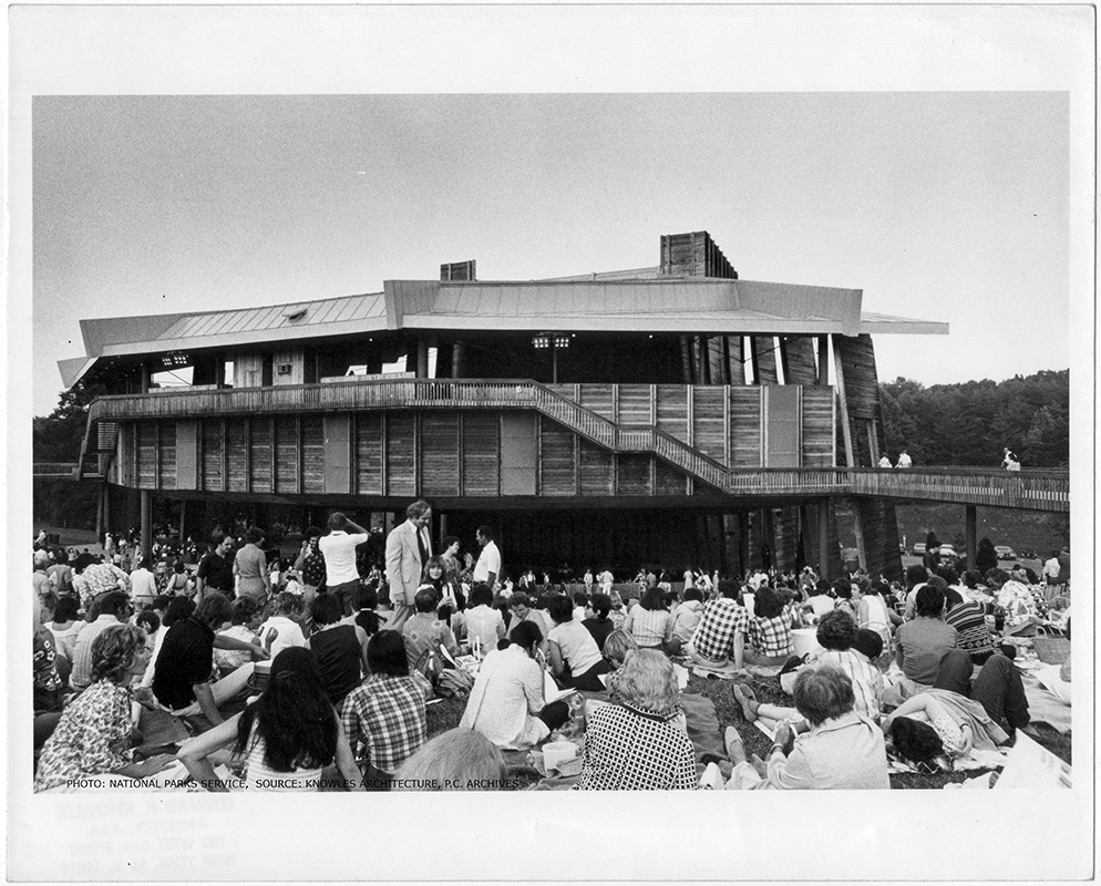 FEATURE - Patrons gather and picnic on the lawn of the Filene Center ...