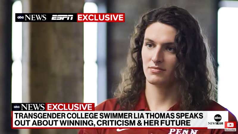 Lia Thomas, May 31, 2022 - ABC News screenshot - Metro Weekly
