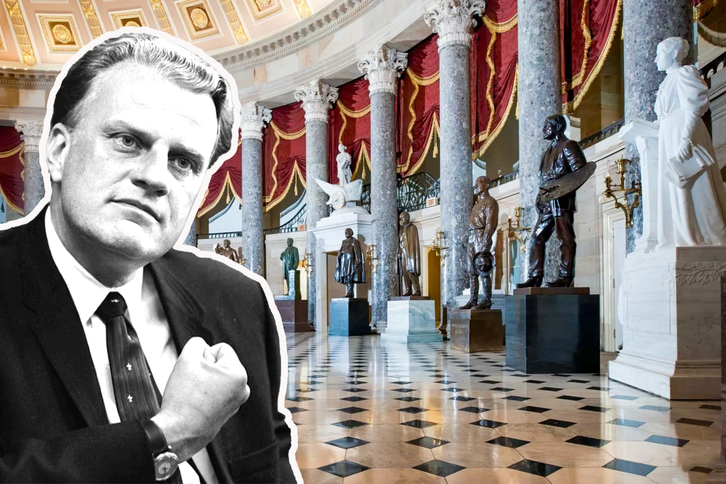 Billy Graham (Photo: Public Domain), Statuary Hall (Photo: Architect of ...